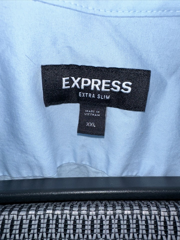 Express imx Men's Long Sleeve Blue Extra Slim Dress Shirts Size 2XL | eBay
