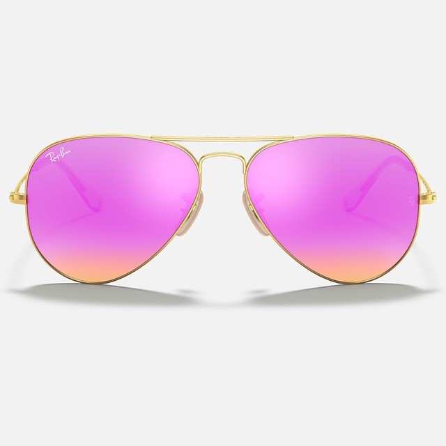 Ray-Ban RB3025 Aviator Cyclamen Flash Lens with Matte Gold Frame for ...