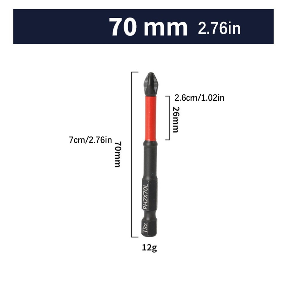 12Pcs PH2 Impact Driver Bit Set Magnetic Phillips Screwdriver Drill ...