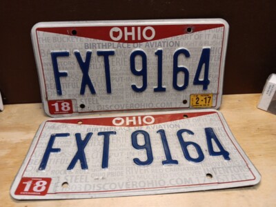 Pair Of Expired 2017 Ohio License Plate Tags#fxt9164 | eBay