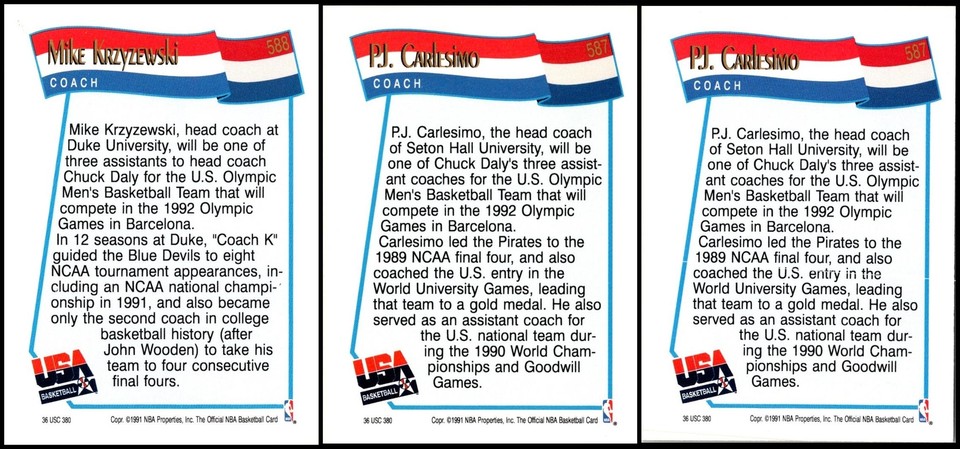 P.J. Carlesimo USA (3) Card Lot - GOING, GOING… ALMOST GONE! DON’T WAIT! | eBay