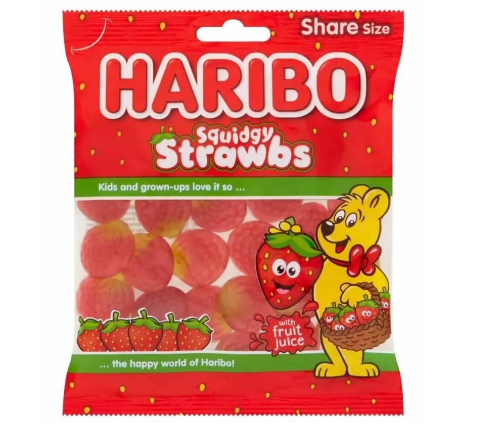 Haribo Squidgy Strawbs Sweets Gummy Candy Sharing Bags 12 X 160g | eBay UK