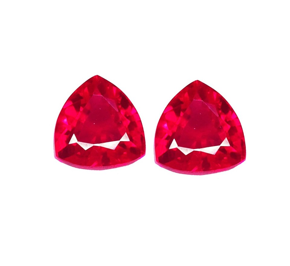 Loose Gemstone Natural Red Ruby 8-10 Ct CERTIFIED Pair Fine Trillion ...