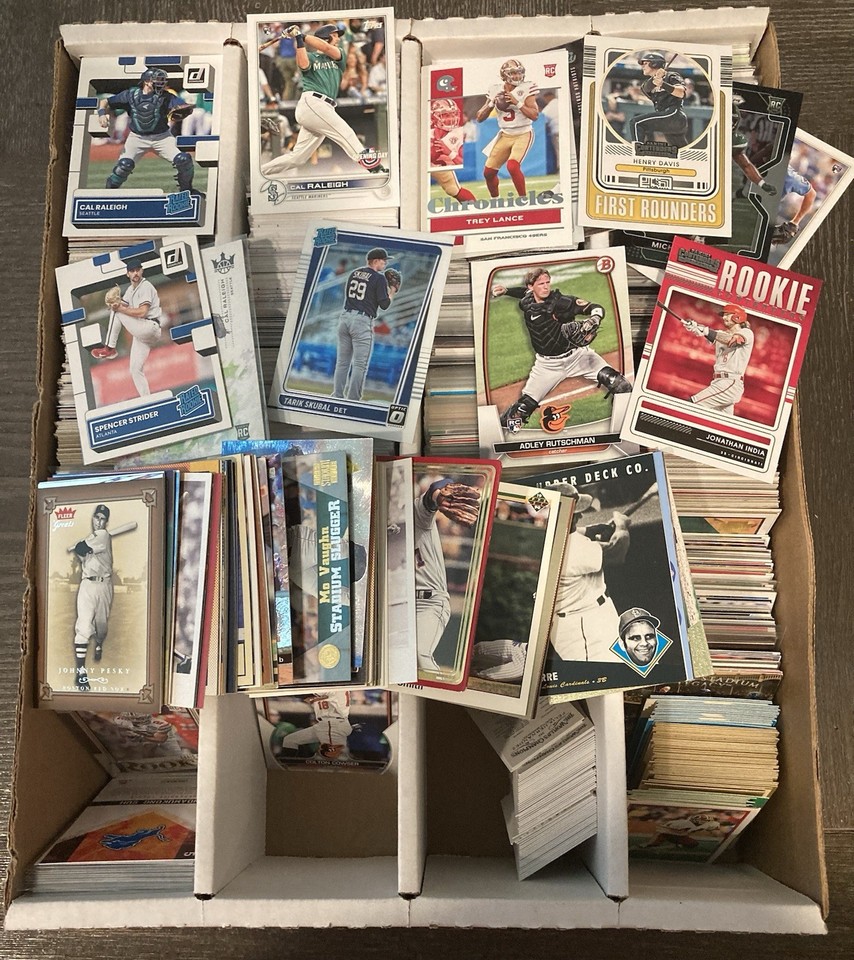 Baseball & Football Sports Card Lot (4 Row Box)-Stars, Rookies, Inserts ...
