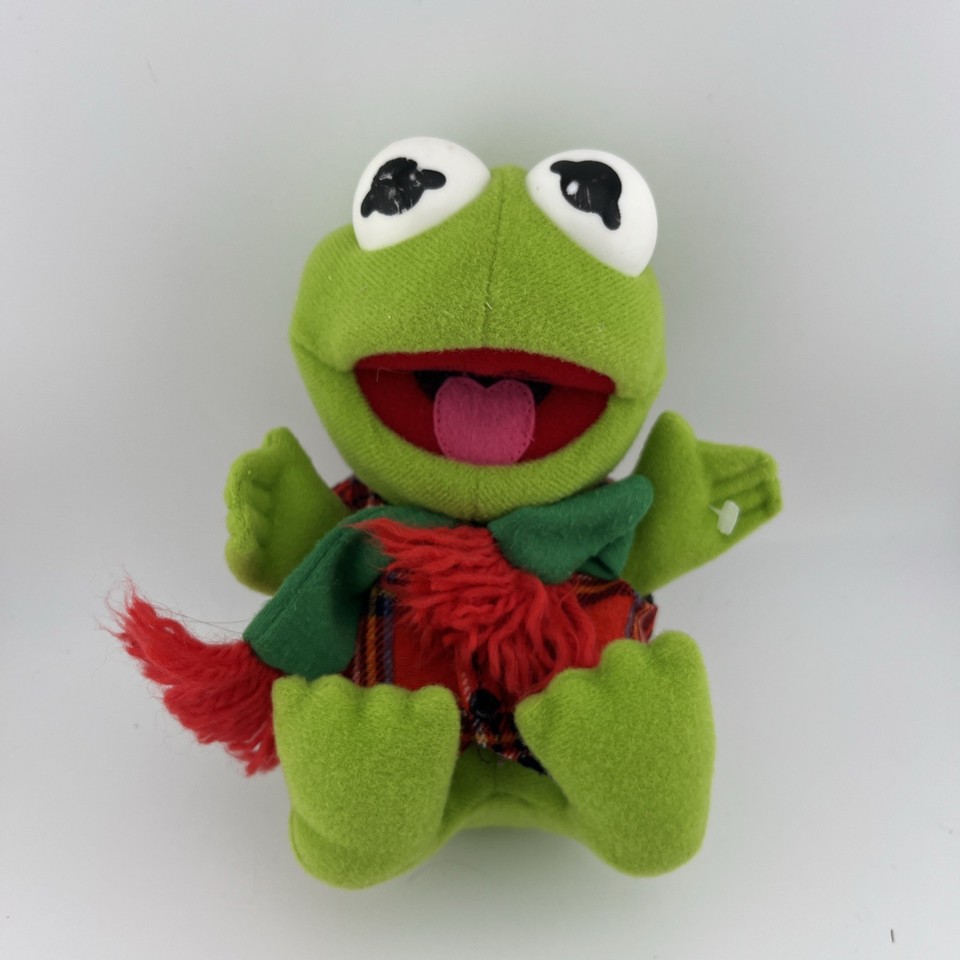 Vintage 1987 Baby Kermit Plush Toy Jim Henson Muppet Babies Plaid Shirt ...