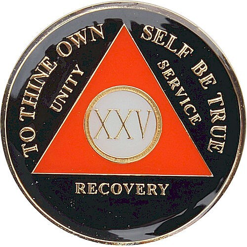 25 Year Black and Orange AA Anniversary Medallion (Tri-Plate) - TRIORG ...