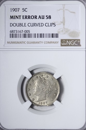 MINT ERROR 1907 Liberty V Nickel NGC AU58 Double Curved Clips! ANXR | eBay