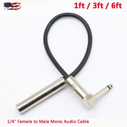 1ft /3ft /6ft 6.35mm Female to 1/4" Male Right-Angle Mono Audio ...