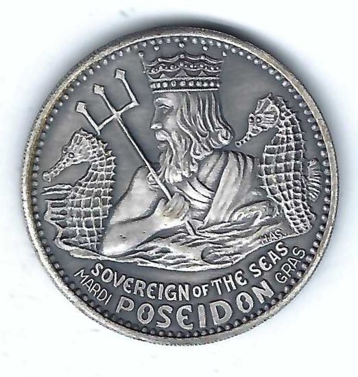 1971 KREWE POSEIDON H. ALVIN SHARPE ANCIENT SEA SHIP SAIL BOAT COIN ...