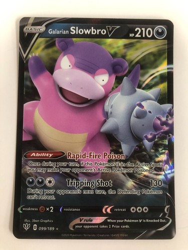 Pokemon Galarian Slowbro V SWSH03 Darkness Ablaze 2020 NM Foil 099/189 ...