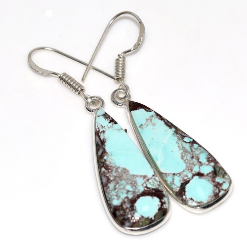 New Lander Turquoise 925 Silver Plated Gemstone Earrings 2" Jewelry ...