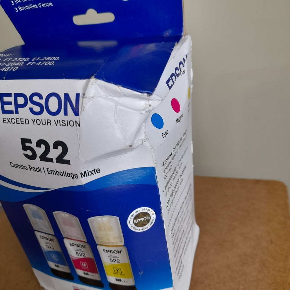 Epson 522 Ecotank Combo Pack C/M/Y Ink 3 Bottles Genuine - Exp 05/29 | eBay