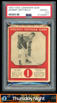 1933 V252 CANADIAN GUM HOCKEY CARD JOHNNY GOTTSELIG ROOKIE RC PSA 2.5 ...
