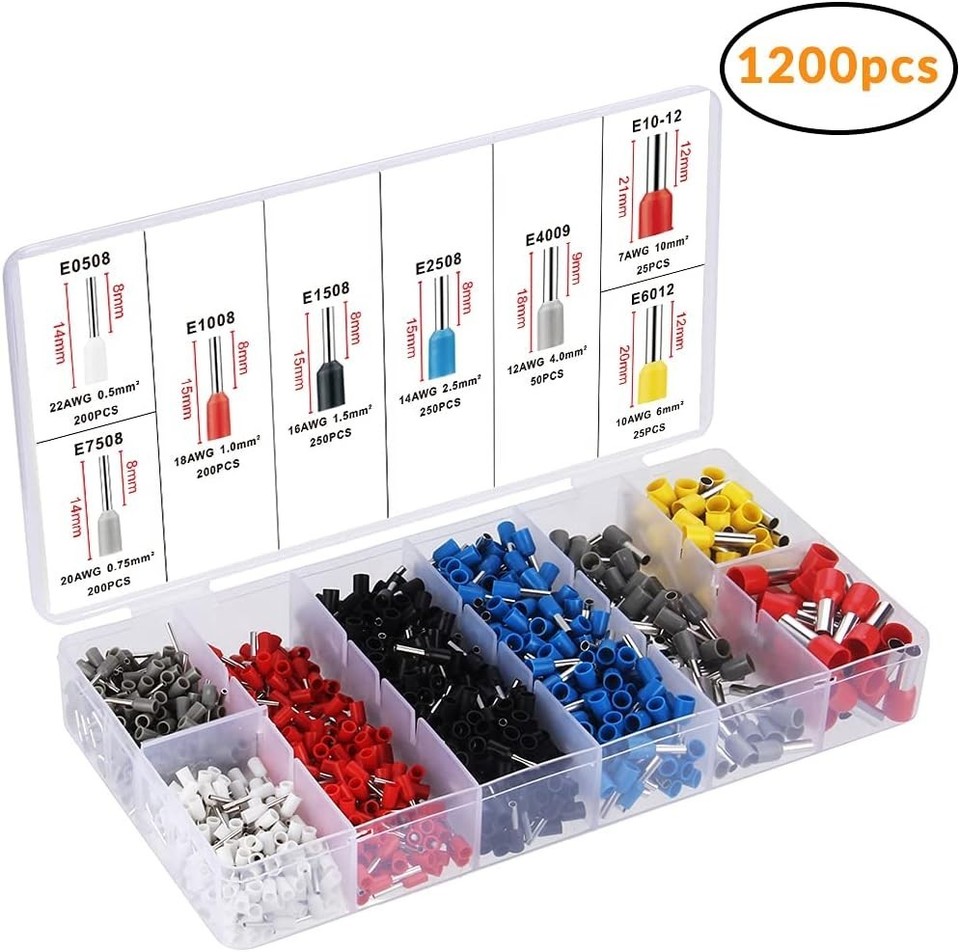 Self-Adjusting Ferrule Crimping Tool Set with 1200 Connectors ...