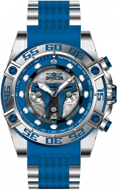 Invicta Star Wars Jango Fett Men's 52mm Silver Blue Dial Chronograph ...