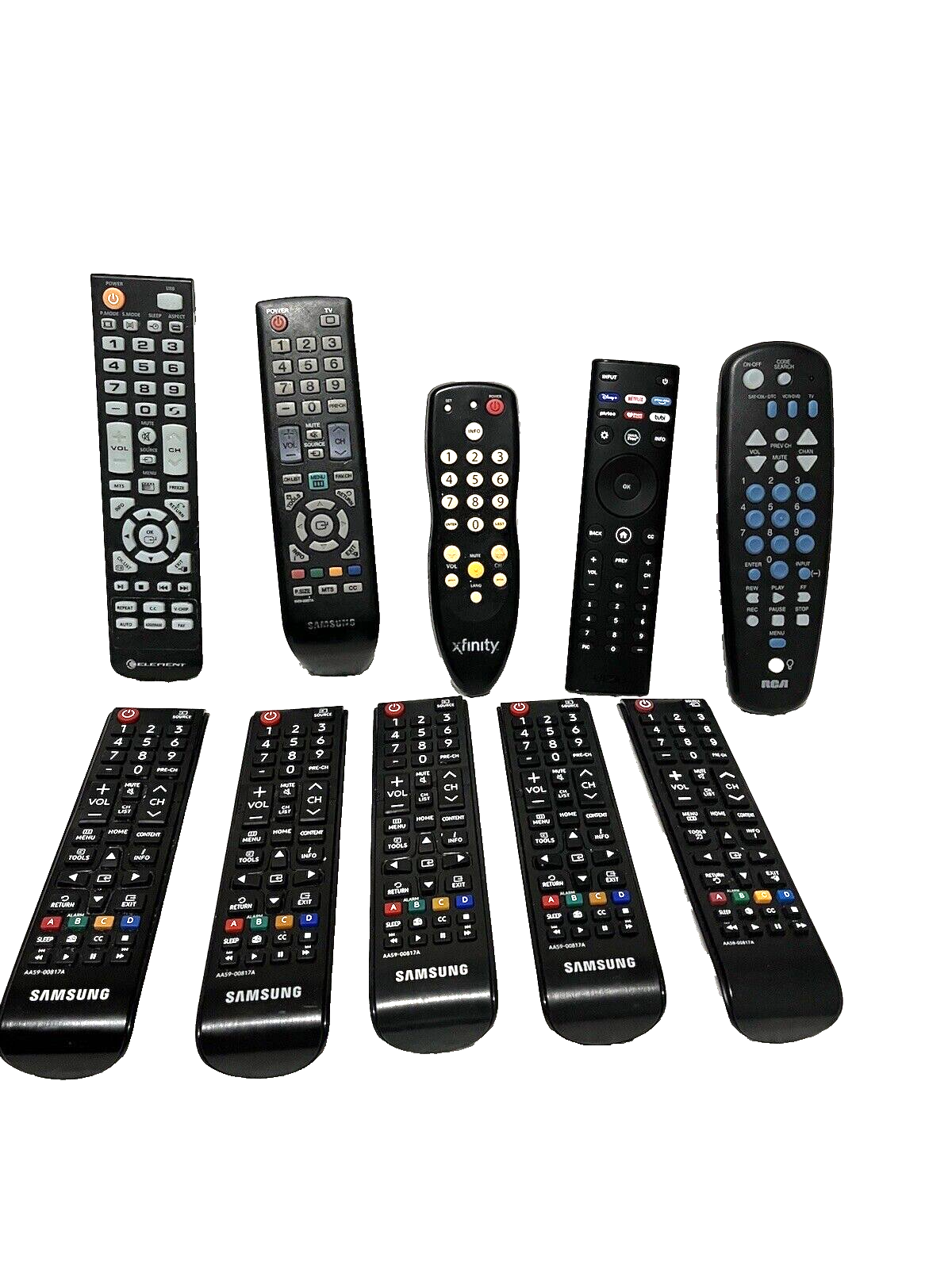 Lot of 10 Remote Control Various TV Remotes SAMSUNG VIZIO Element RCA ...