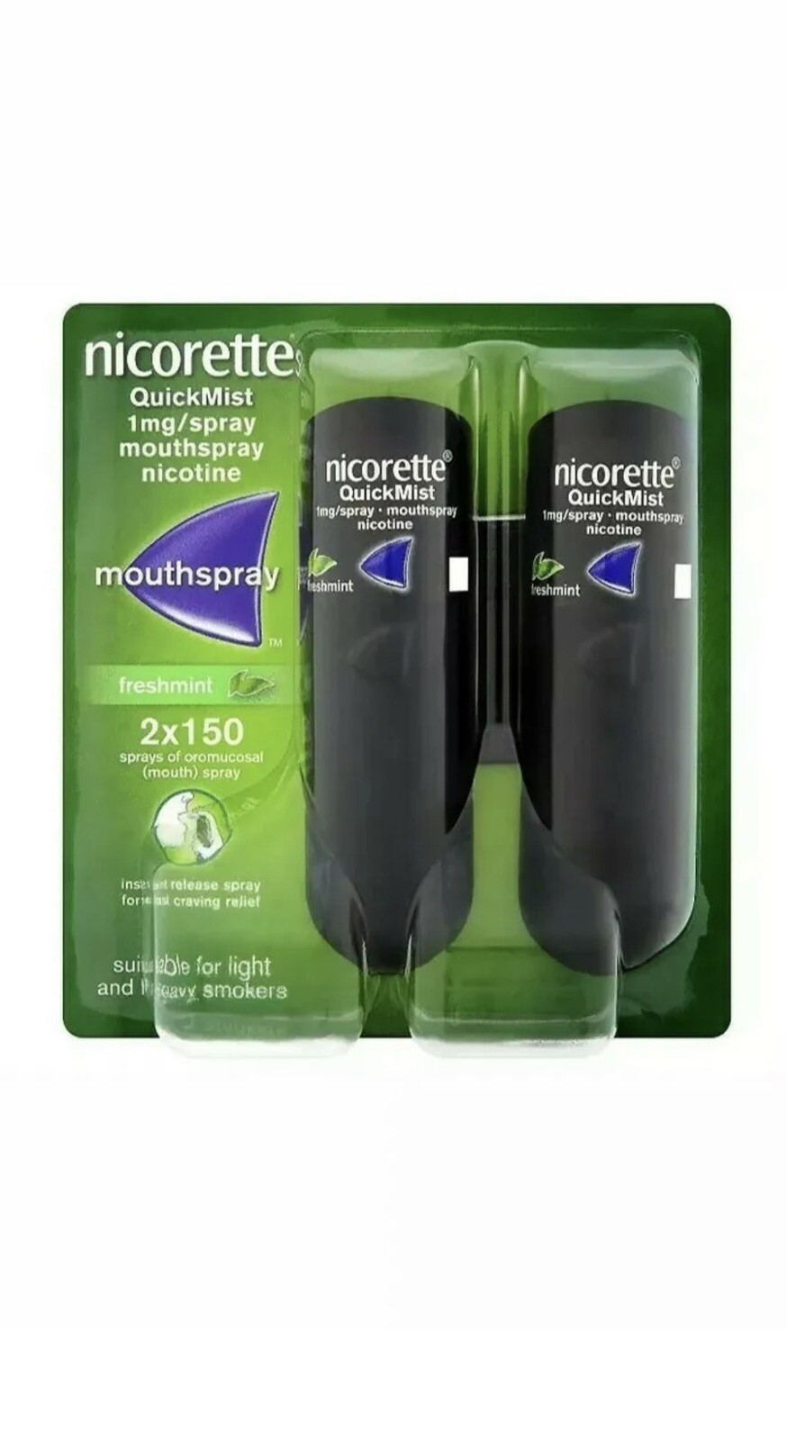 NICORETTE QUICK MIST FRESH MINT MOUTH SPRAY DUO 150 NICOTINE SPRAY LONG ...