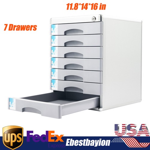 7 Drawers Letter Document Cabinet Drawer Storage Lockable Desktop File ...