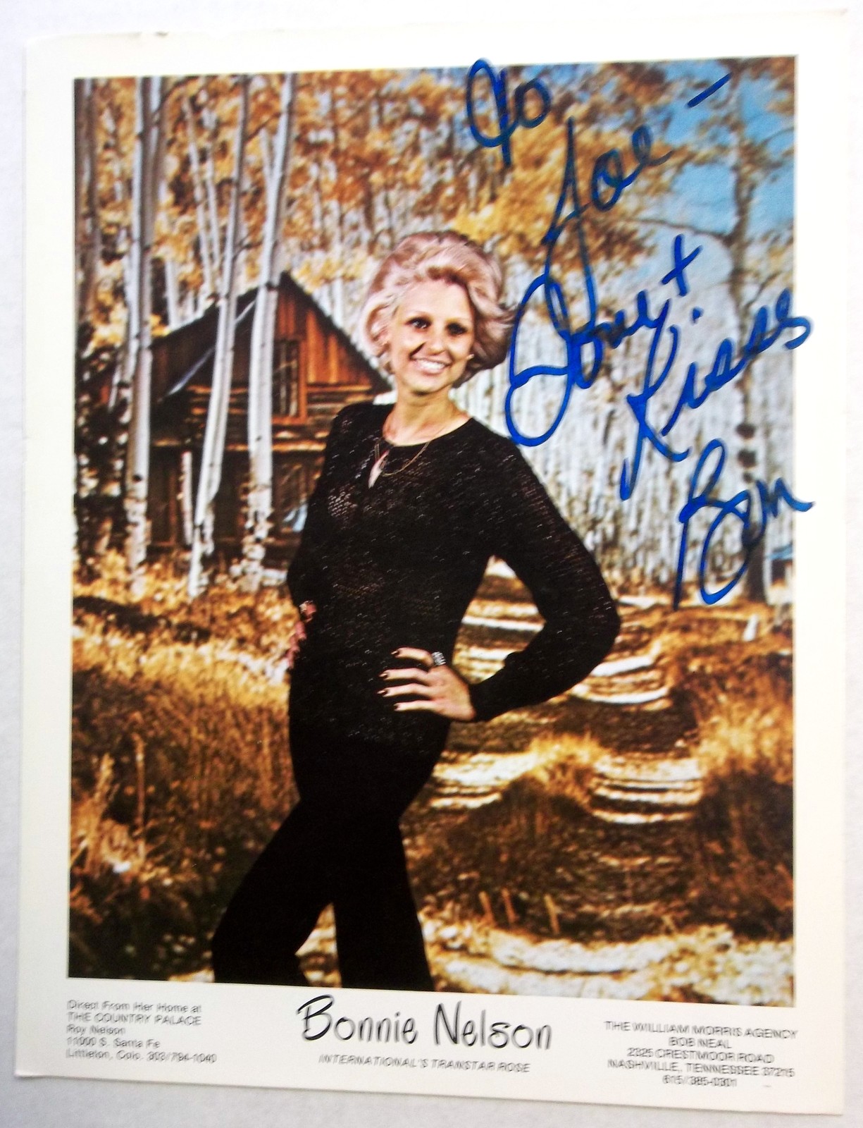 Bonnie Nelson AUTOGRAPHED 8 x 10 Inch Promo PHOTO Country WESTERN ...