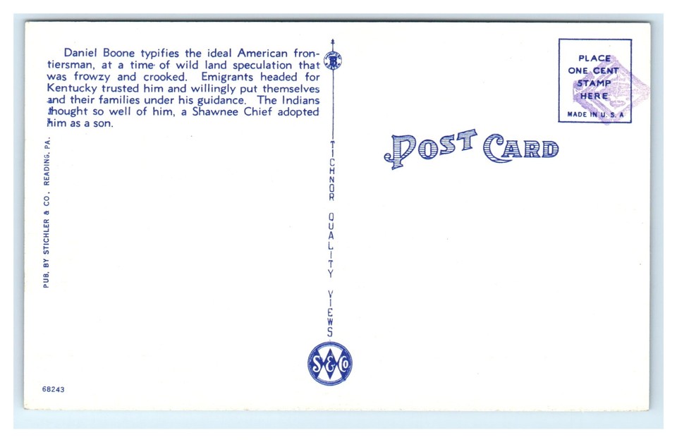 Reading, PA Postcard- BIRTHPLACE OF DANIEL BOONE House Trees | eBay