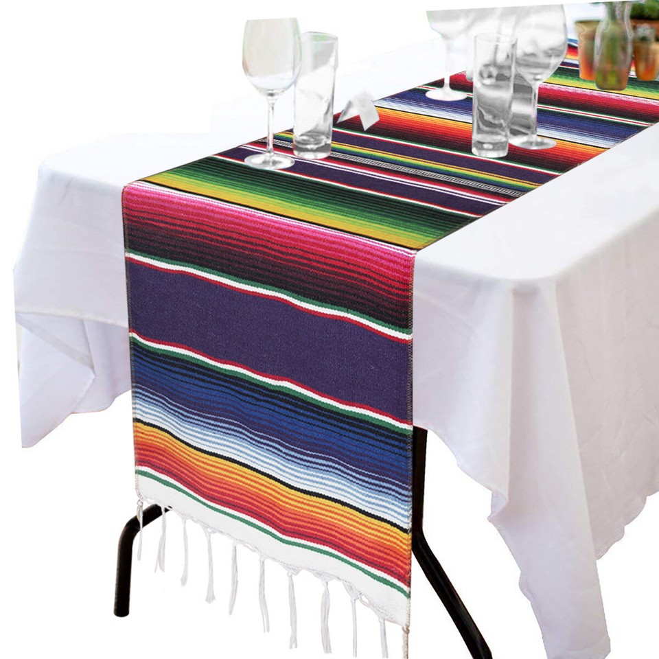 2Pack 108" x 14" Mexican Table Runner Hand Woven Tablecloth Fiesta ...