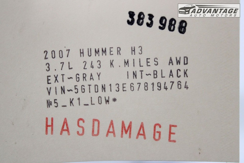 2007-2008 HUMMER H3 3.7L L5 ENGINE MOTOR CYLINDER HEAD LLR W/ CAMSHAFTS ...