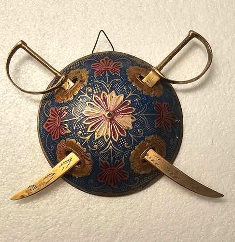 Vintage Decorated Brass 7in Turkish Shield with two blades | eBay