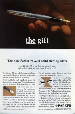 1965 Parker Pens Writing Tools Solid Silver OLD PRINT AD Unique Gift ...