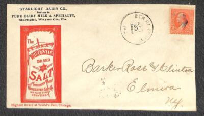 267a STAMP STARLIGHT DAIRY MILK SALT PENNSYLVANIA EXPO ADVERTISING ...