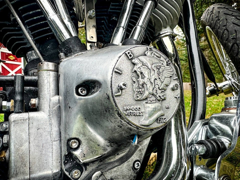 Dead Lady Liberty Sexy Shovelhead Points Timing timer Cover for Harley ...