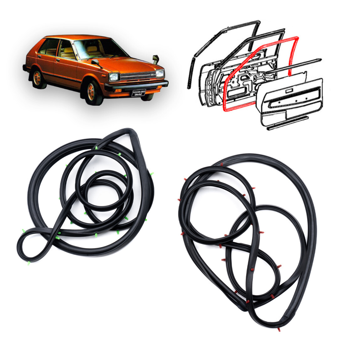 Fit Toyota Starlet 5Door P60 KP60 KP61 KP62 78-84 Front Door ...