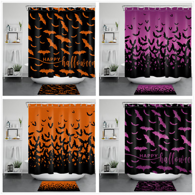 Horror Ghost Gloomy Spooky Bat Halloween Shower Curtain Set for ...
