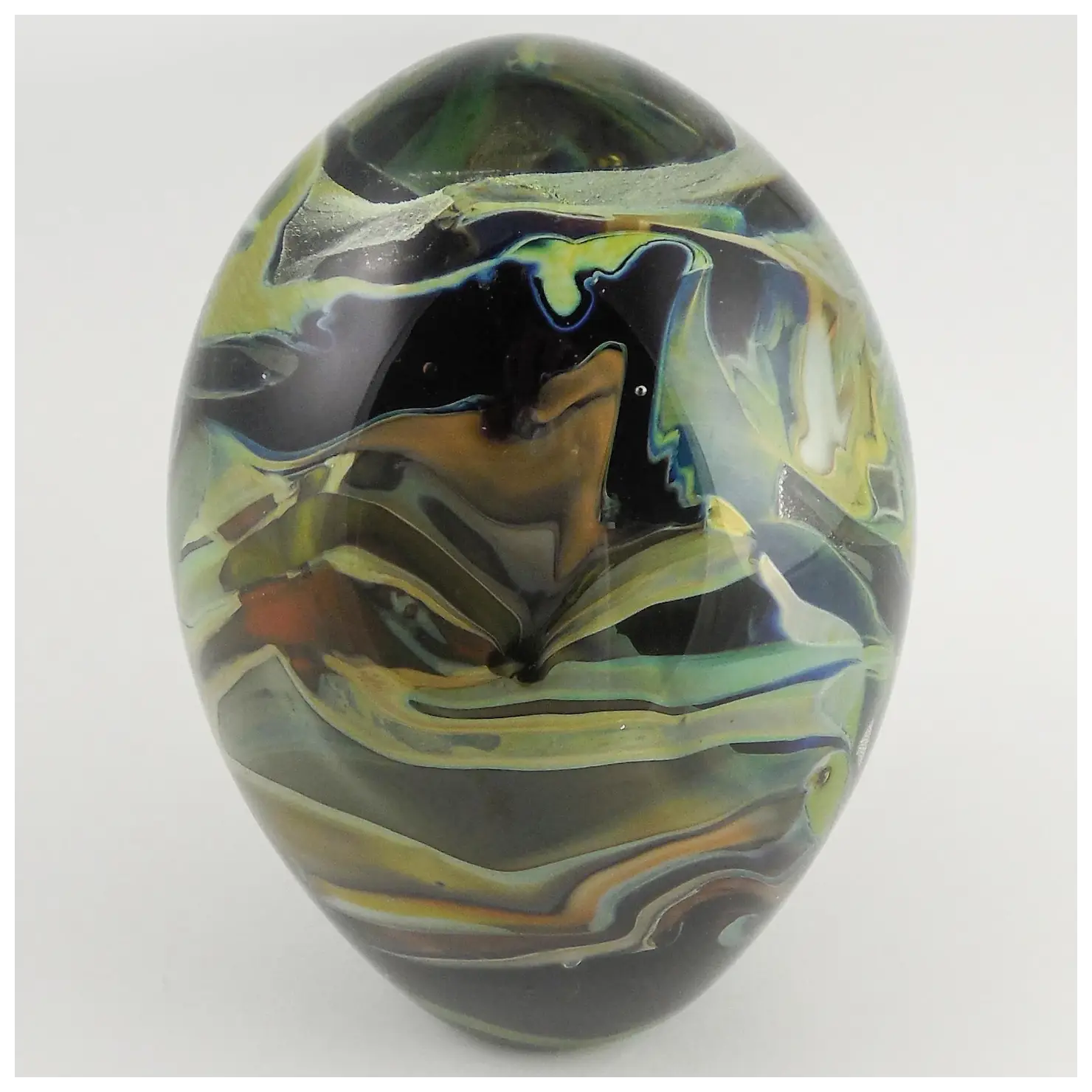 Mark Russell "Ribbons of Color" Artglass Paperweight Sculpture, c. 1980 ...