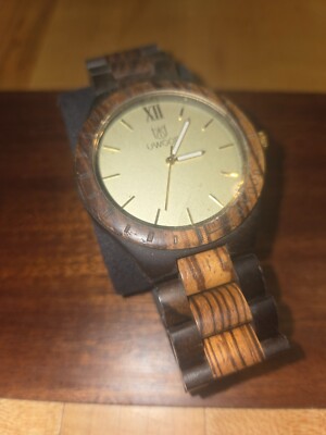 Men's Wooden Watch UWOOD Zebra Black Sandalwood Quartz Wristwatch Wood ...
