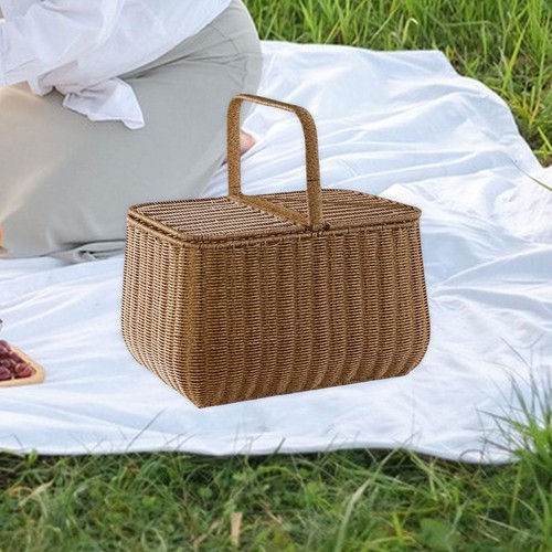 Picnic Basket with Lid and Handle for Fruits Vegetables Multifunctional ...