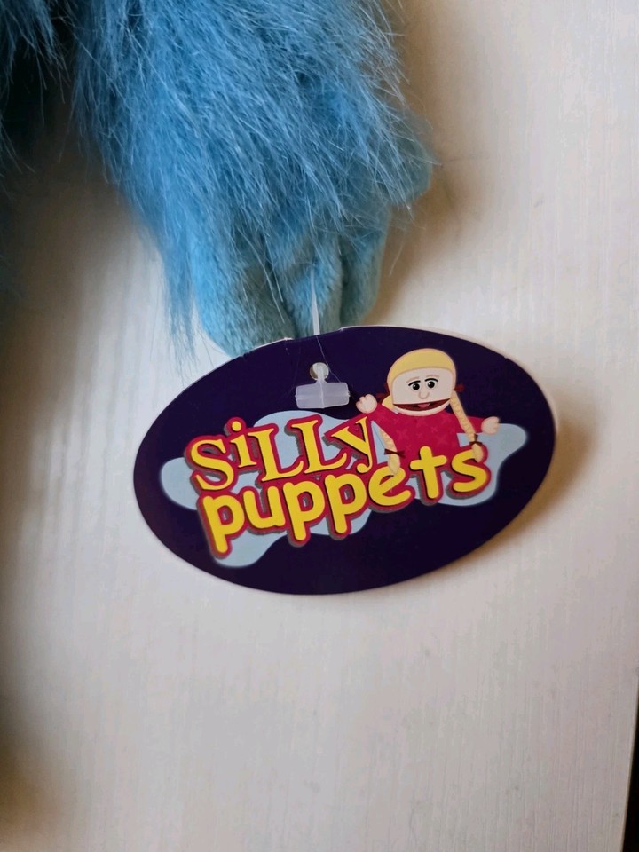 Silly Puppets Blue Fuzzy Monster Hand Puppet 13” Plush Full Body Style ...