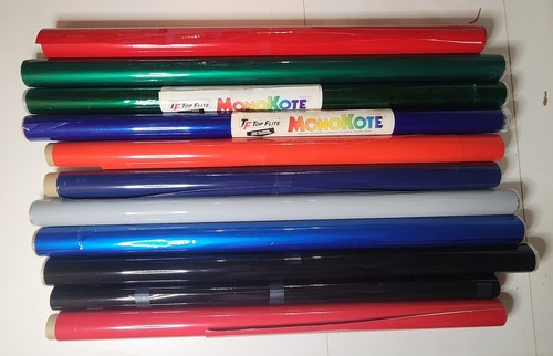 Top Flite Monokote Lot Of 11 Partial Rolls Various Colors Covering RC ...