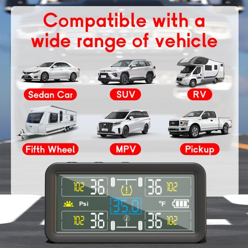 TPMS Tire Car Pressure 4 Sensors Tyre Pressure LCD Display Monitoring ...