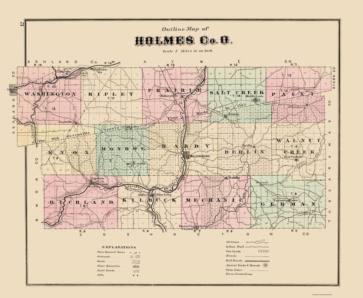 Holmes County Ohio Road Map