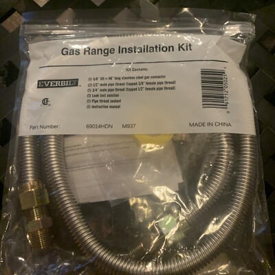 NEW EVERBILT 69014HDN GAS RANGE INSTALLATION KIT STAINLESS STEEL 5/8" X ...