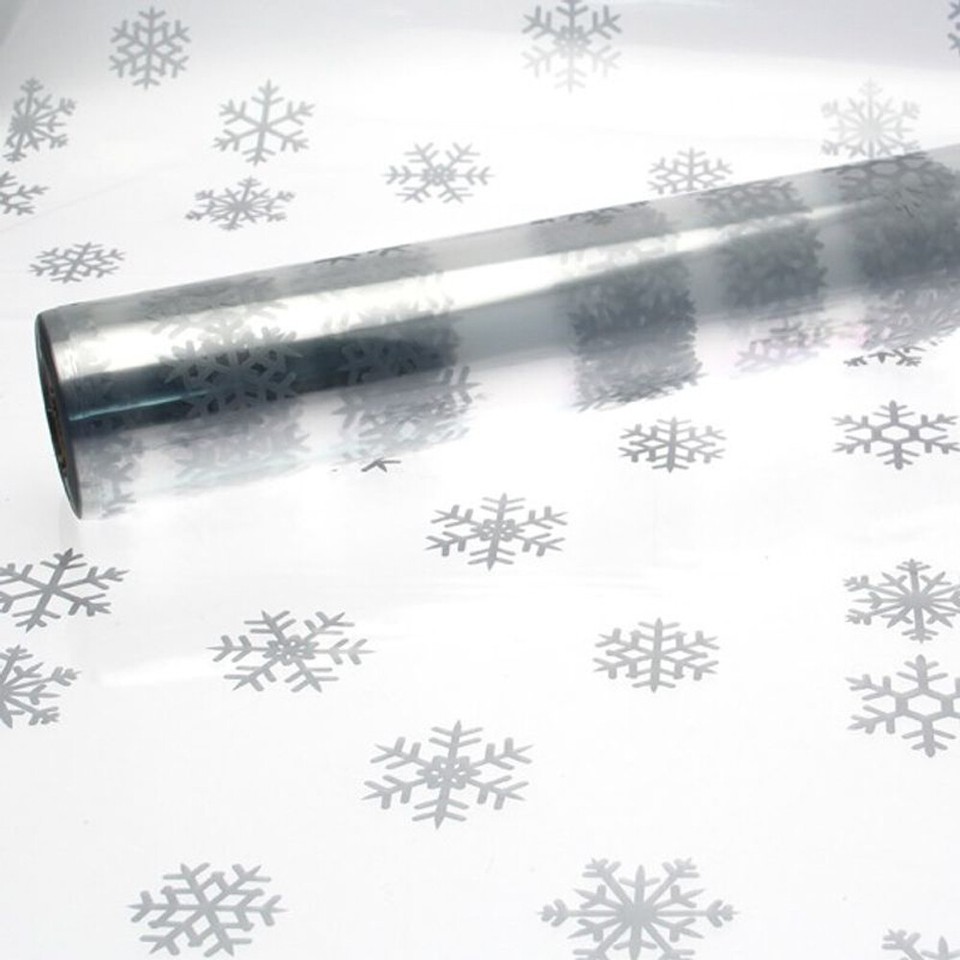 Large Silver Snowflake Cellophane Christmas Pattern 1M - 50 Metres Gift ...