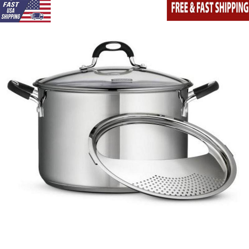 8 Quart Stainless Steel Stock Pot Lock Drain Induction Safe Gourmet ...
