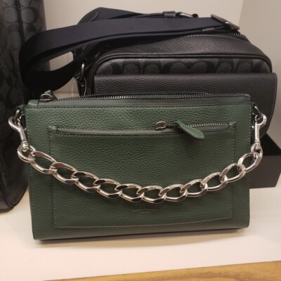 Coach Holden Crossbody Pebble Leather with Round Coin Case Evergreen ...