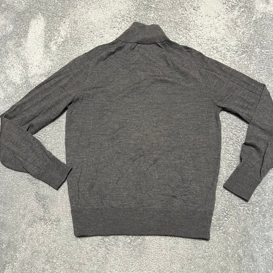 J Crew Sweater Mens Medium Merino Wool Gray Quarter Zip | eBay