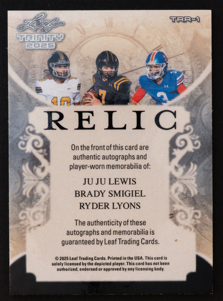2025 Leaf Trinity Ju Ju Lewis Brady Smigiel Ryder Lyons 38/50 Patch ...
