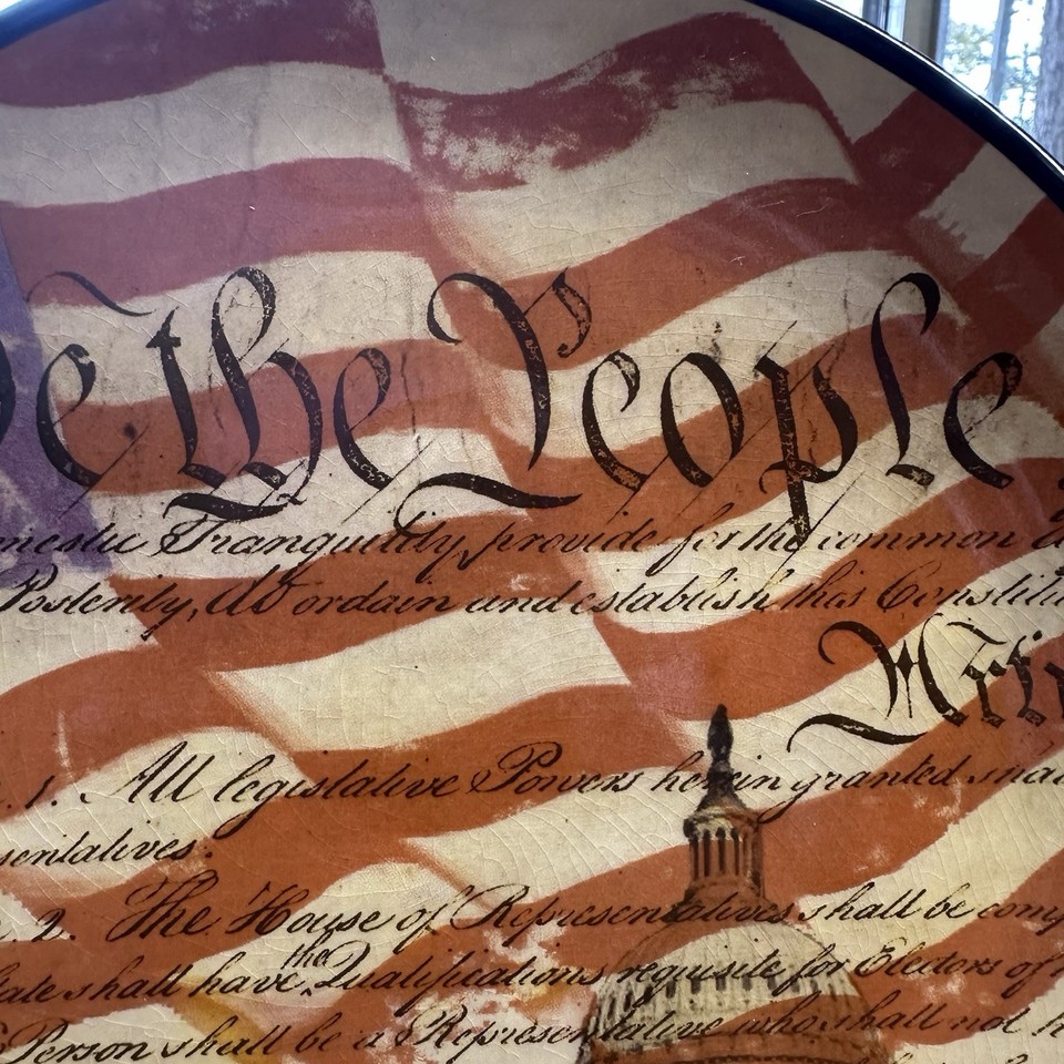 Cracker Barrel Red White Blue Plate With Capitol US Constitution We The ...