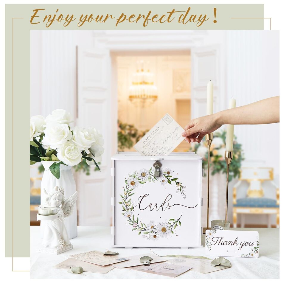 White Wedding Card Box with Lock PVC Gift Card Box for Wedding ...