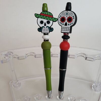 Beaded Pen Day of the Dead Remembrance Skull Sugar Skull Dia De Los ...