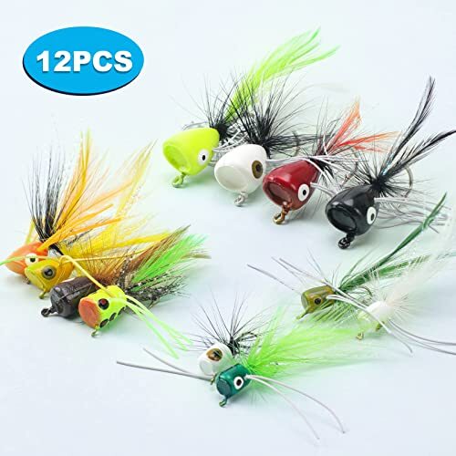 12PCS Fly Fishing Popper Flies Bass Panfish Bluegill Popping Bug | eBay