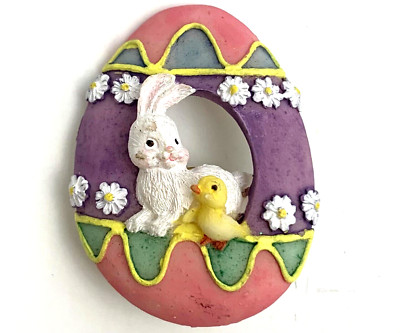 Easter Lapel Pin Multicolor Egg Bunny Rabbit Chick Resin Floral Cute ...